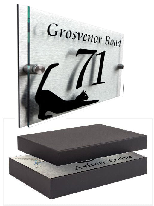 Felix, acrylic house number sign - Cat design – Uk House signs - Office ...